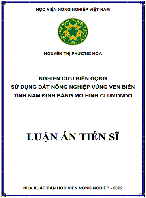 Luận án: Nghiên cứu biến động sử dụng đất nông nghiệp vùng ven biển ...